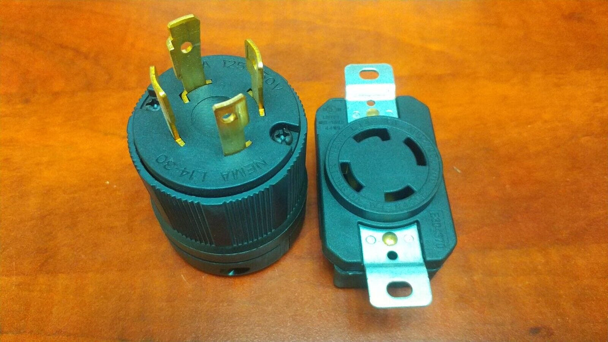 Locking Receptacle + Plug Connector NEMA L14-30R - L14-30P, 30A, 125/2 ...