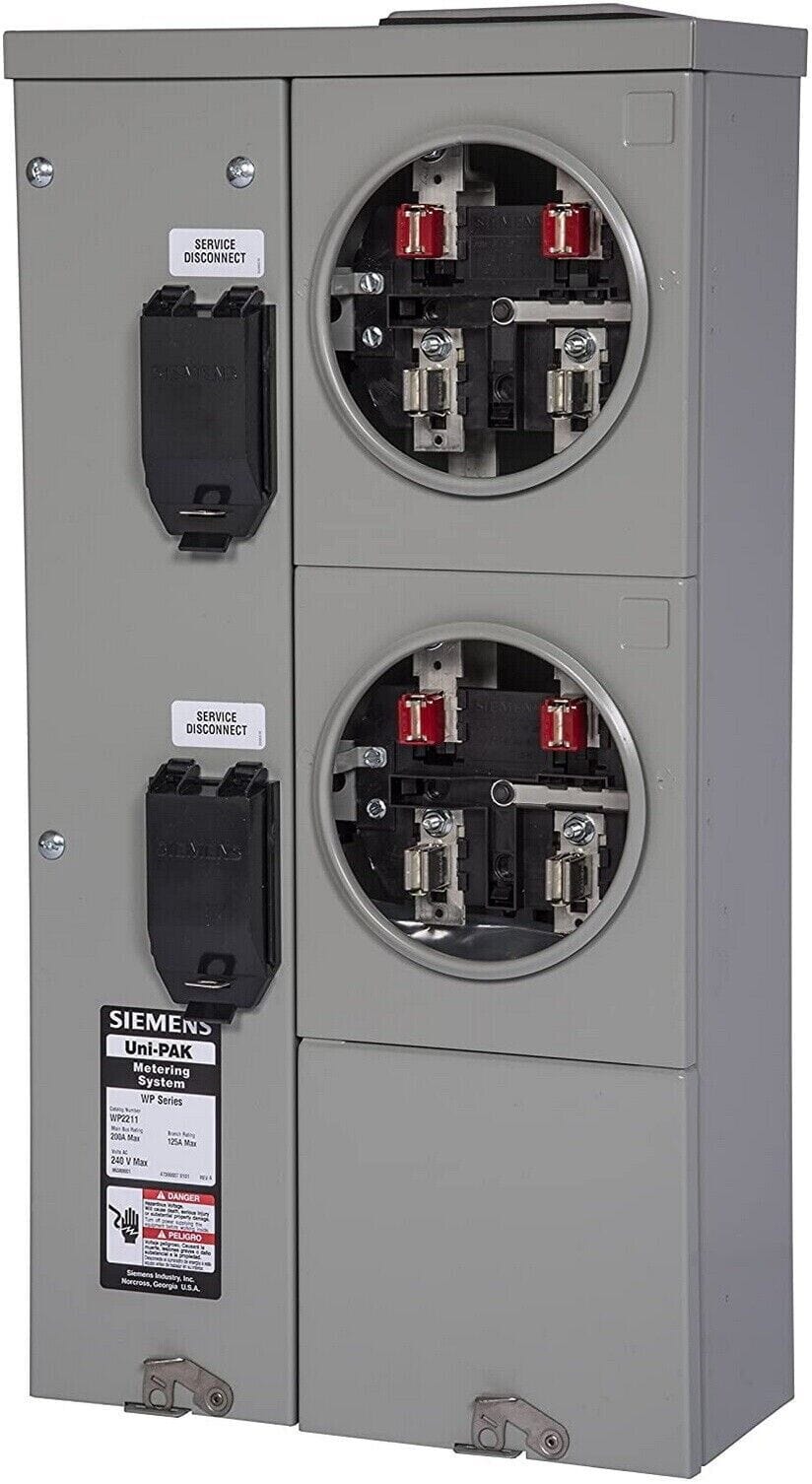 Meter Box SIEMENS WP2211 (2-Gang) 200A, 4 Jaw 125A, 2 Position Ring Ty ...