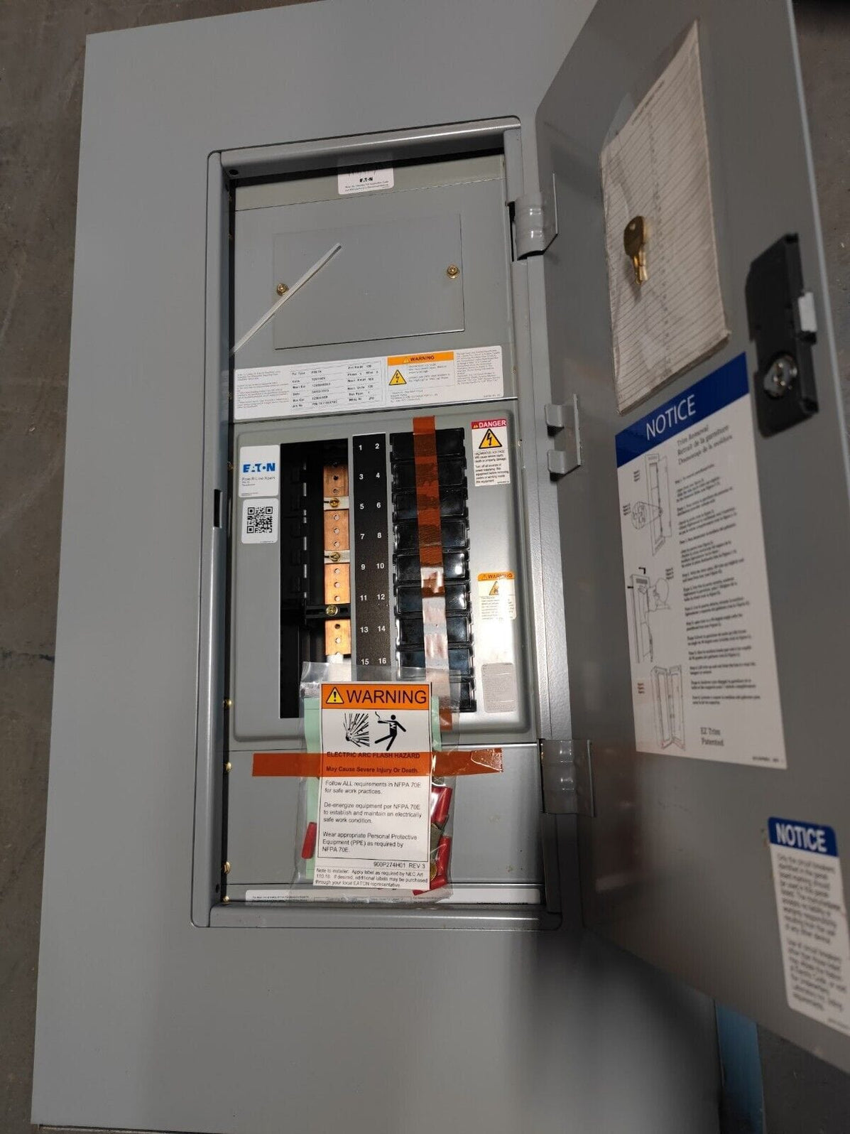 PANELBOARD EATON PRL1x, 100 AMP, 240/120V, 1PH/3W, 18Sp, NEMA 1, 36 In ...