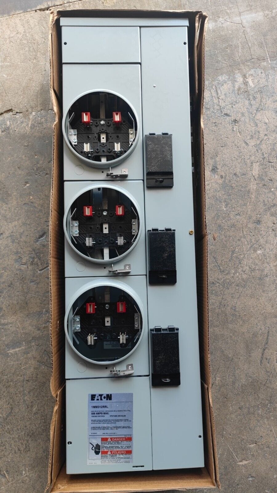 Meter Box EATON 1MM312RRL, 800A, 3 Sockets, 3P In - 1P Out, 120V-240V ...